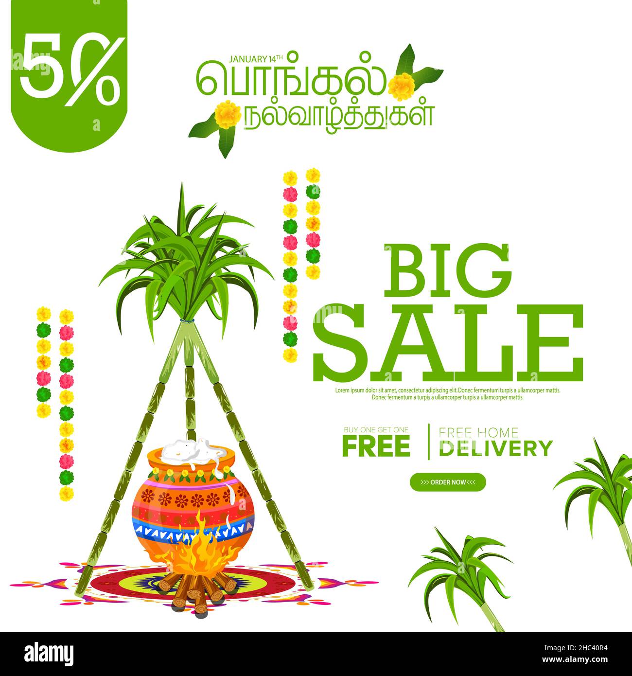 Happy Pongal Festival Offer Sale Background Template Design with 50% ...