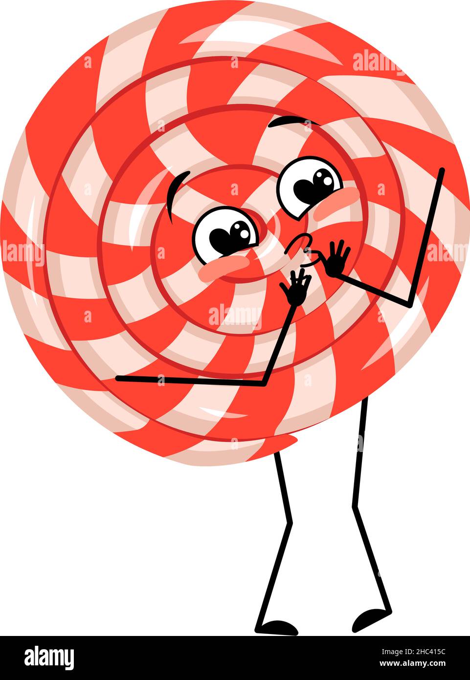 Cute character lollipop with love emotions, smile face, arms and legs ...