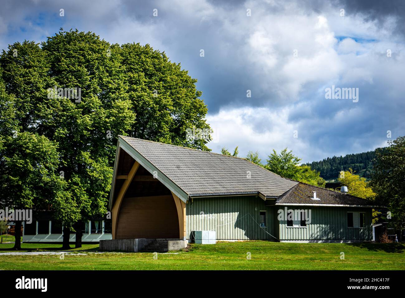 View of the small house in beautiful nature Stock Photo - Alamy