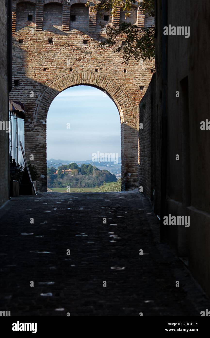 Landscape The Gradara Castle, a medieval fortress located in the town ...