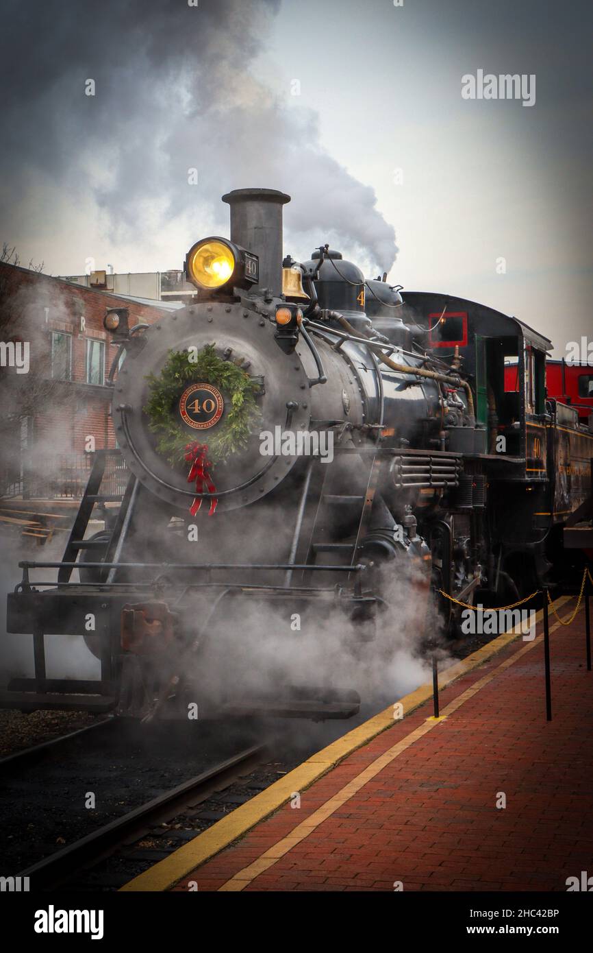 Vertical closeup of the locomotive at the station Stock Photo - Alamy