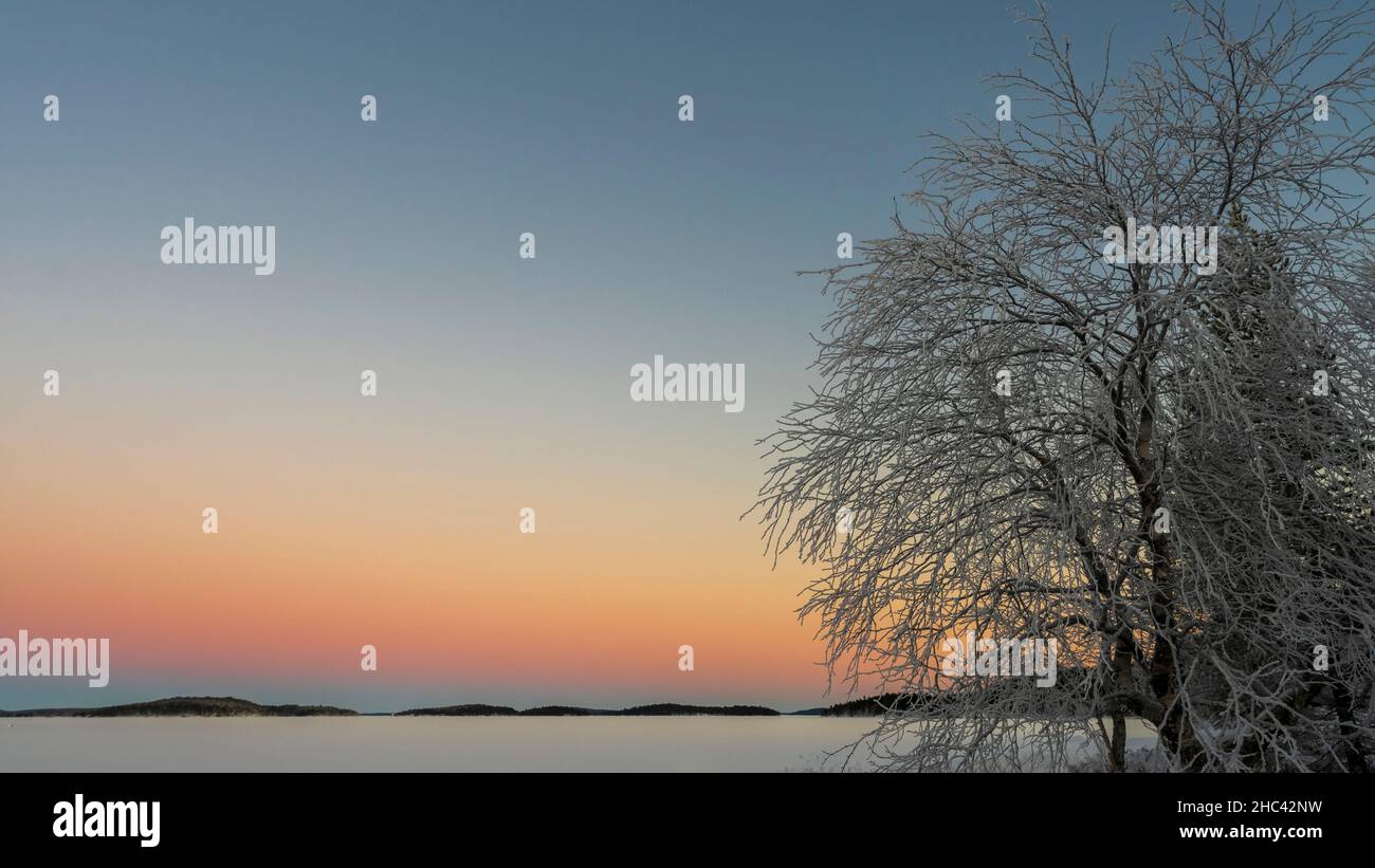 Lake Inari of Finnish Lapland in the middle of the winter Stock Photo ...