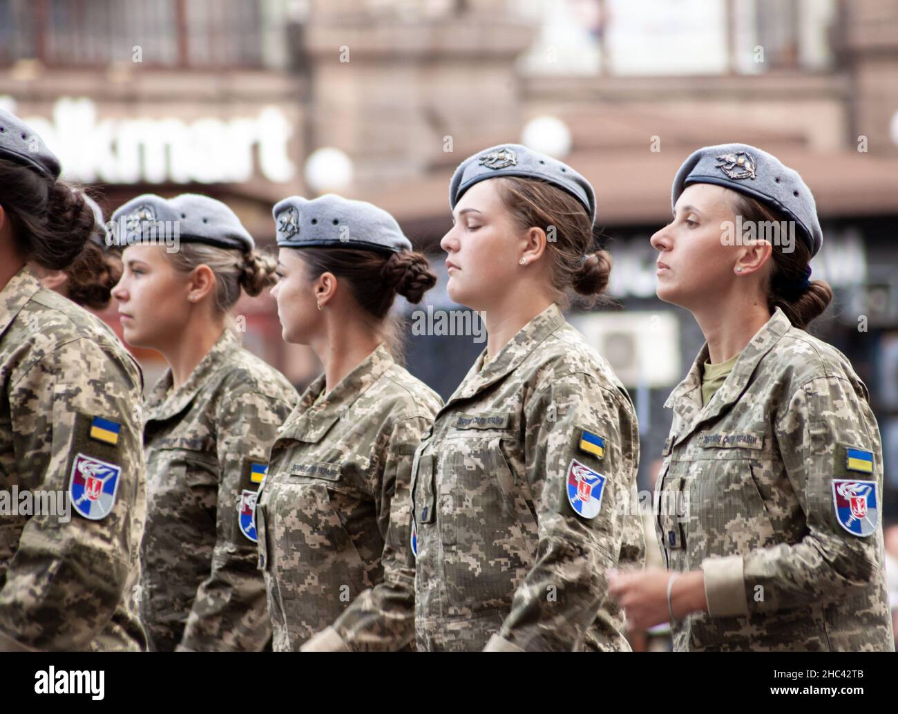 Ukraine, Kyiv - August 18, 2021: Military girls. Airborne forces ...