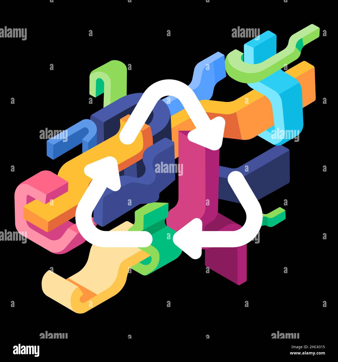 recycle icon recycling waste circle arrow reuse with colorful modern ...