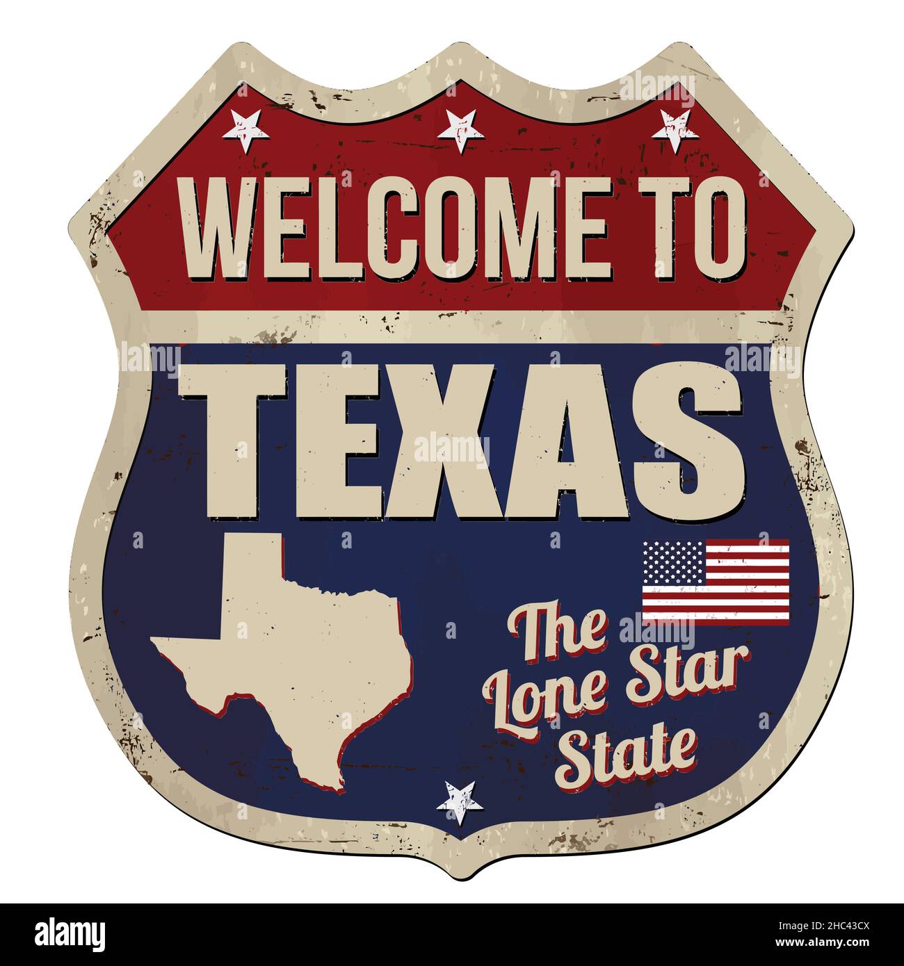 Welcome to Texas vintage rusty metal sign on a white background, vector ...