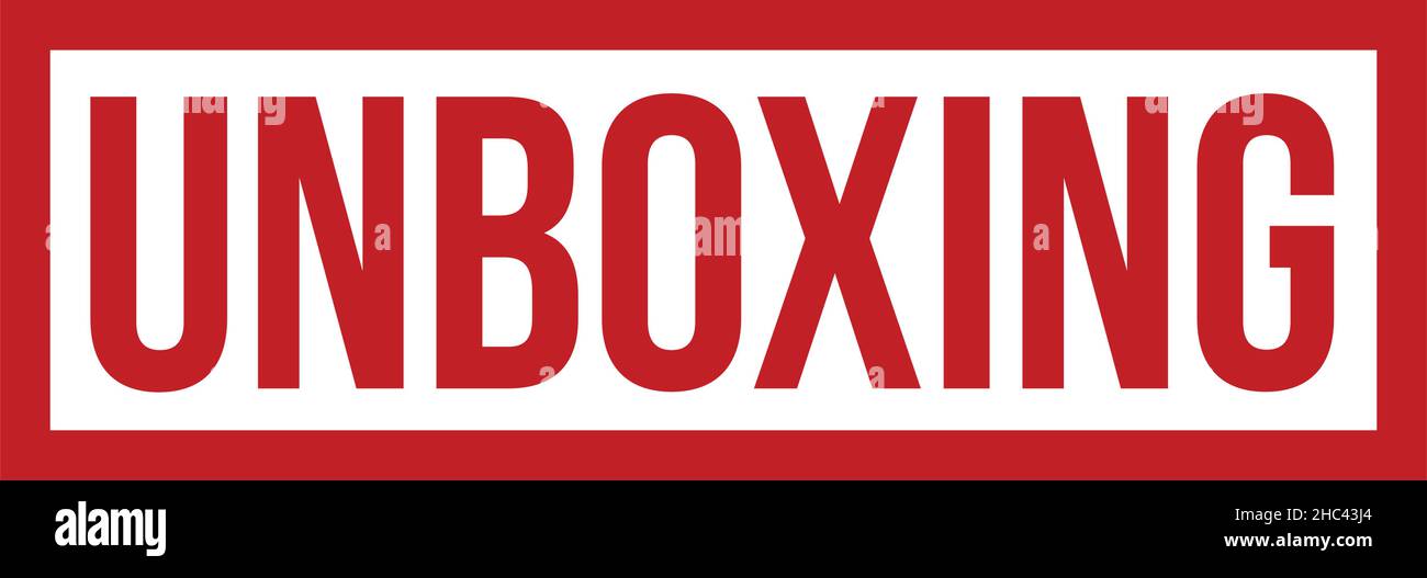 Unboxing Rubber Stamp. Red Unboxing Rubber Grunge Stamp Seal Vector ...