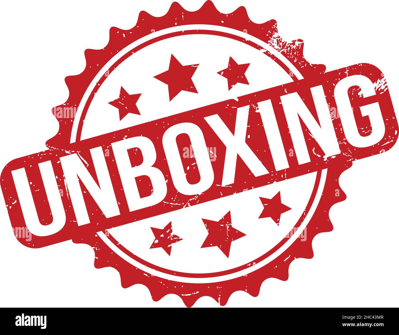 Unboxing Rubber Stamp. Red Unboxing Rubber Grunge Stamp Seal Vector ...
