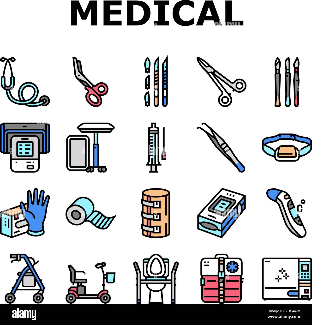 Medical Instrument And Equipment Icons Set Vector Stock Vector Image ...