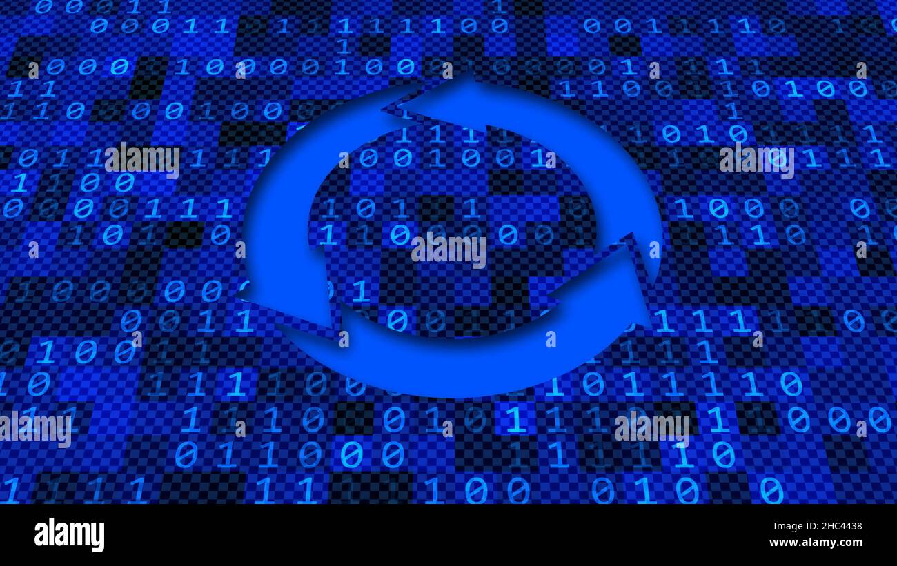 Information technology concept - UPDATE sign cut out of binary code ...