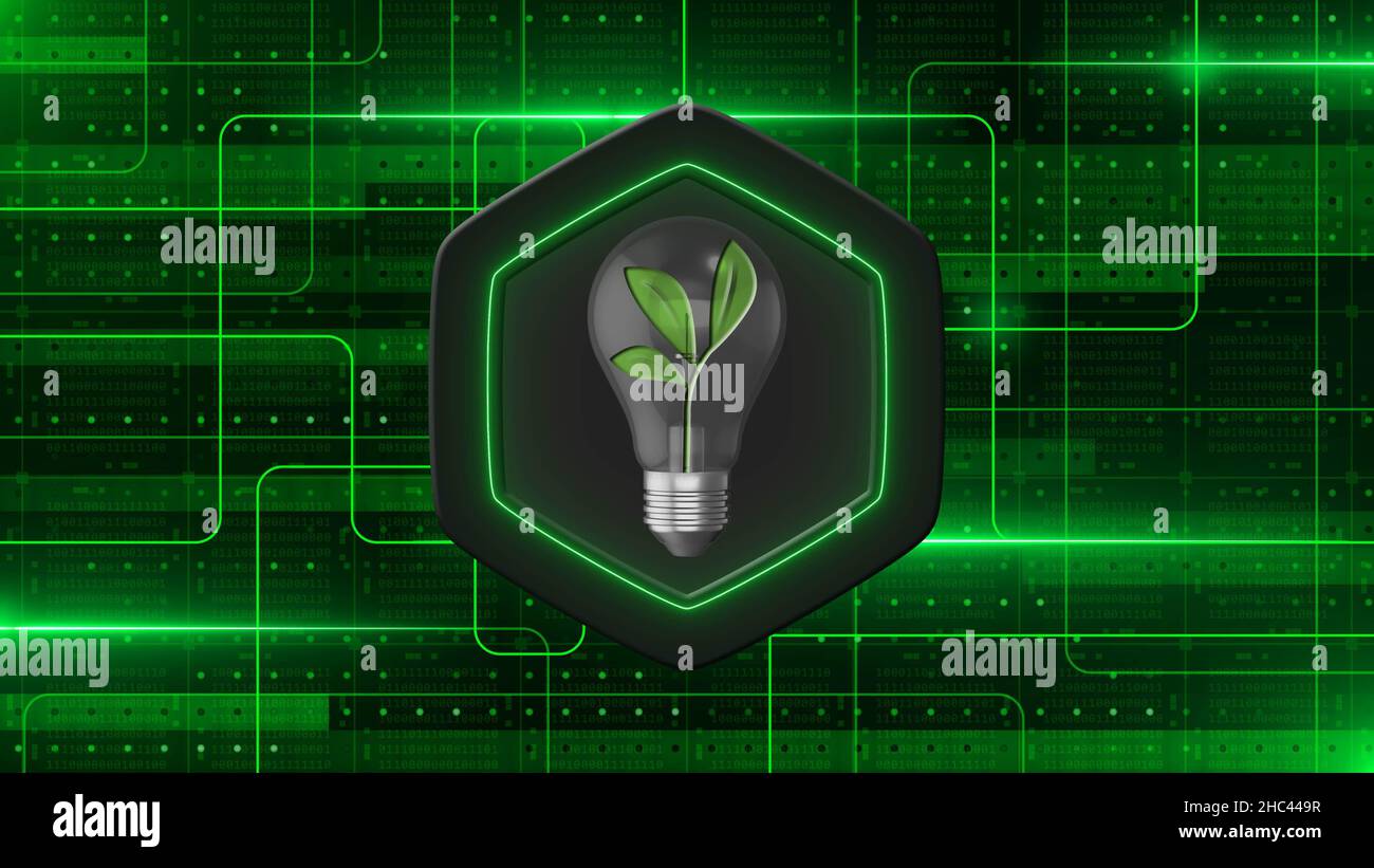 Information technology concept in green design - graphic elements over ...