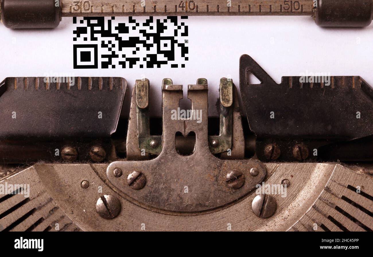 Modern QR-code inscription made by old typewriter, how is that possible ...