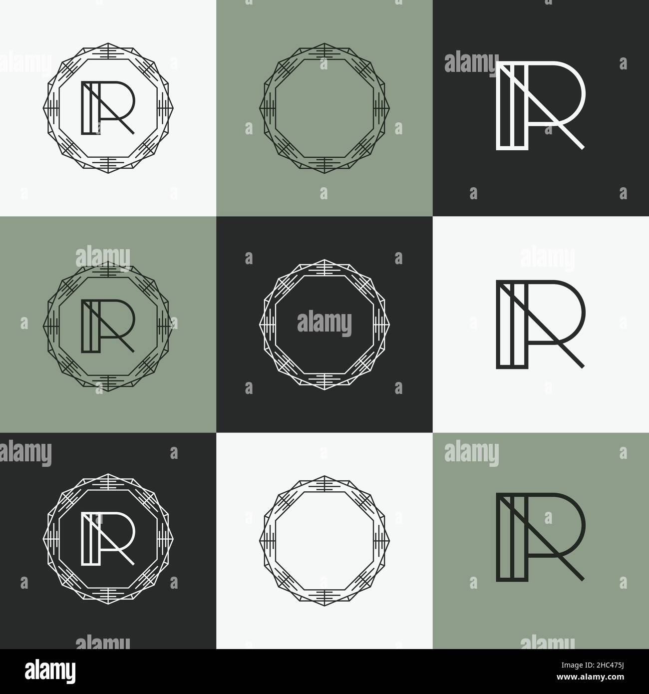 Art Deco letter alphabet frame logo kit set Stock Vector Image & Art ...