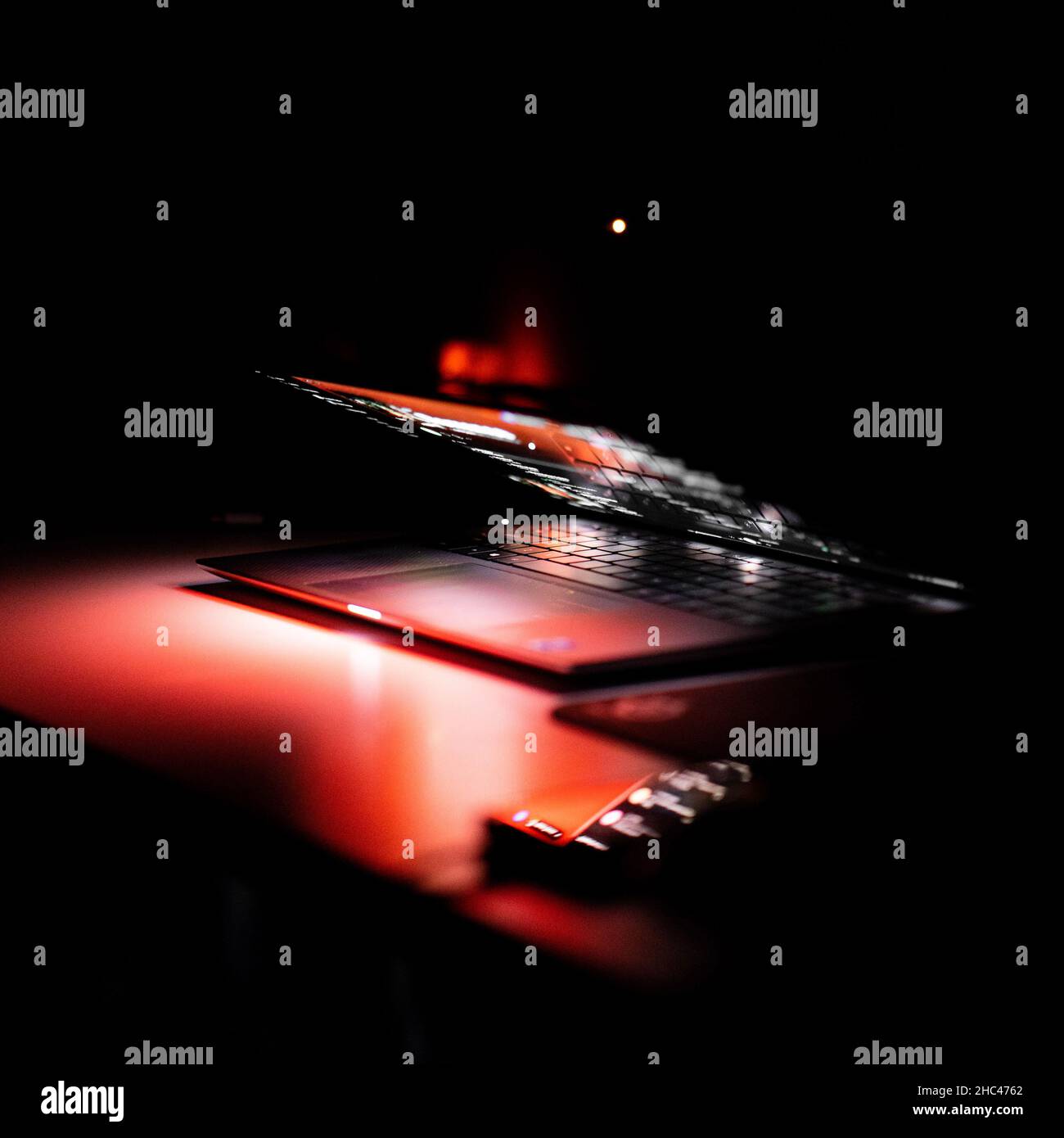 Open laptop dark background hi-res stock photography and images - Alamy