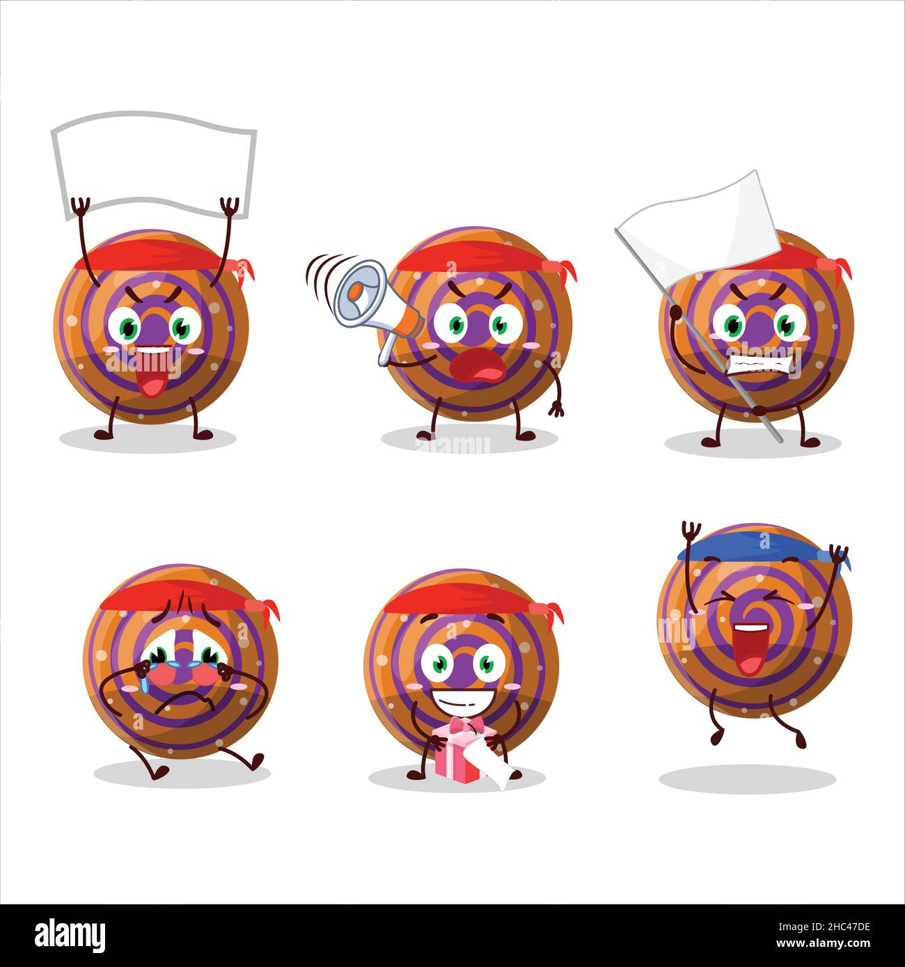 Mascot design style of orange spiral gummy candy character as an ...