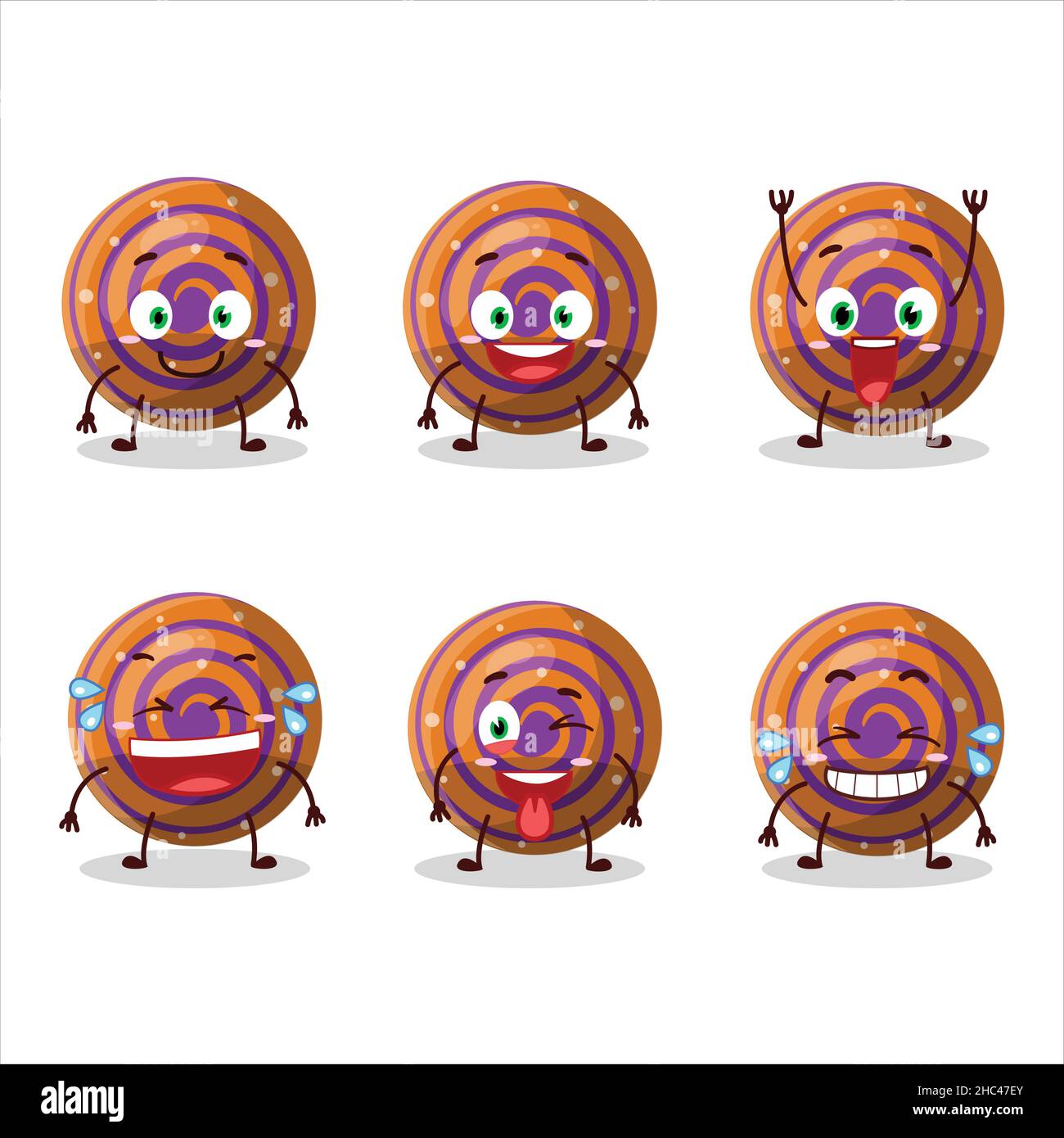 Cartoon character of orange spiral gummy candy with smile expression ...