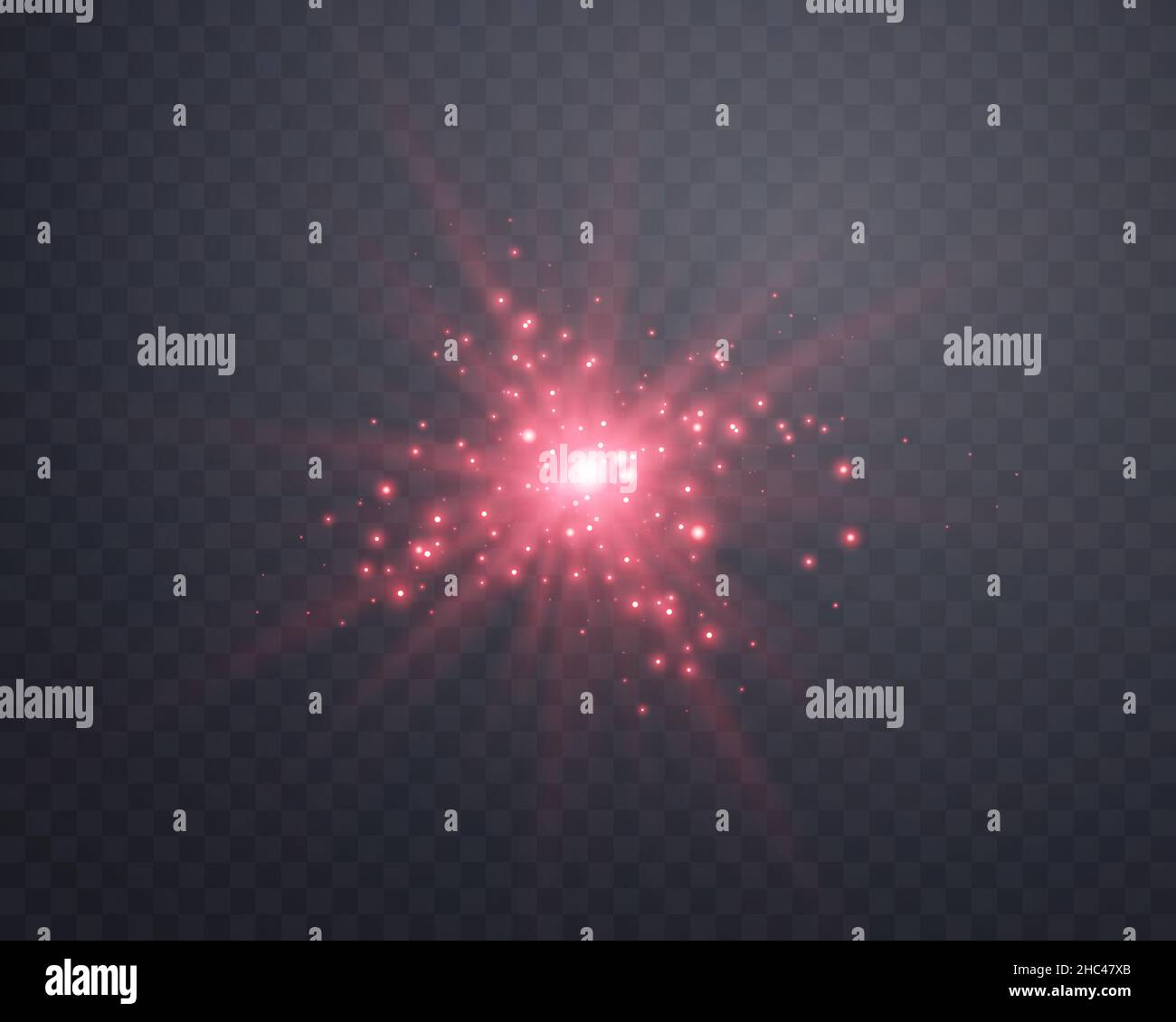 Red sunlight lens flare, sun flash with rays and spotlight. Glowing ...