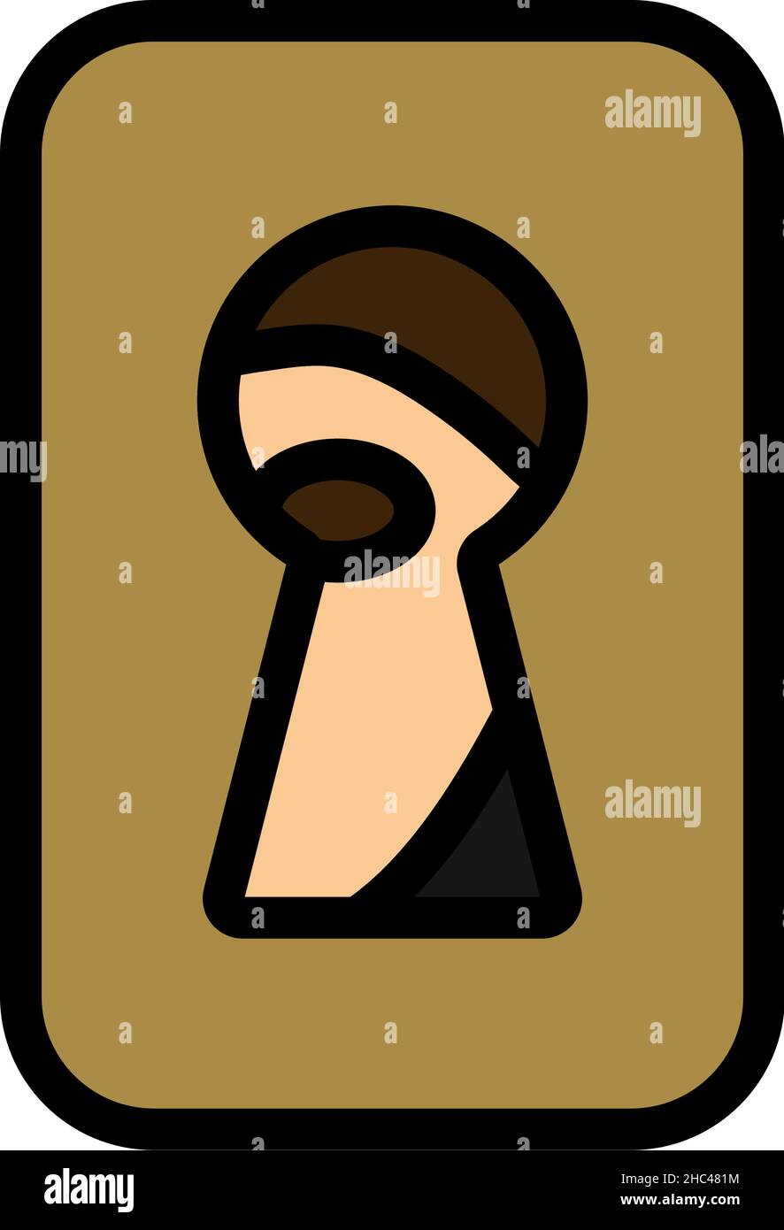 Criminal Peeping Through Keyhole Icon. Editable Bold Outline With Color ...