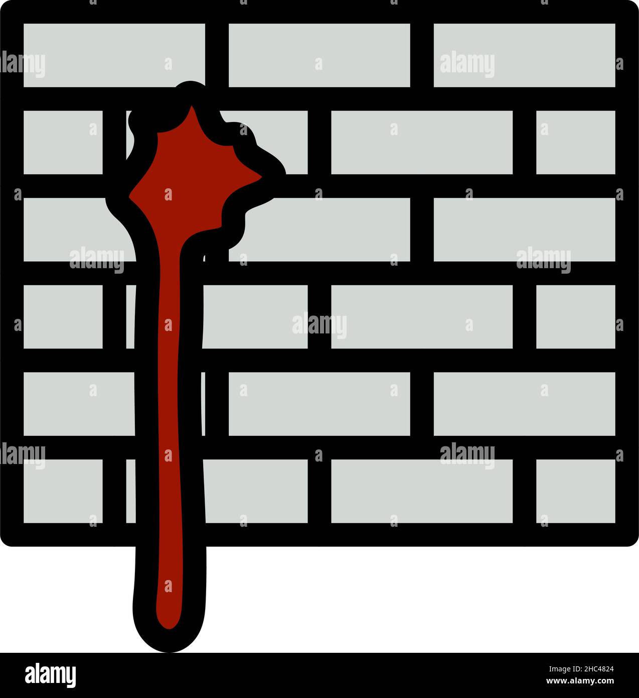 Blood On Brick Wall Icon. Editable Bold Outline With Color Fill Design ...