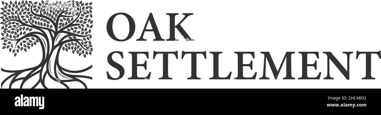 Modern silhouette OAK SETTLEMENT tree logo design Stock Vector Image ...