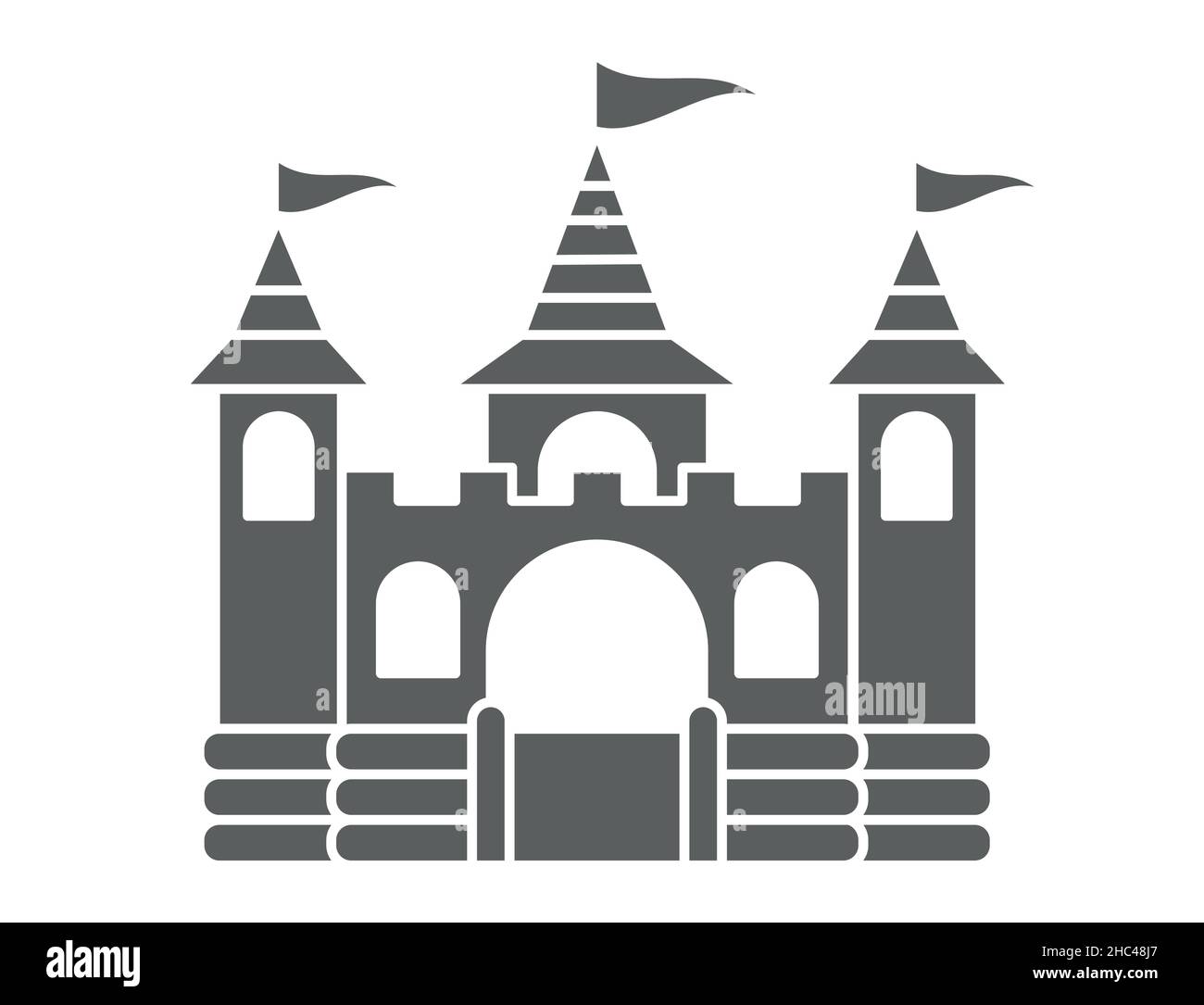 Bouncy inflatable castle. Tower and equipment for child playground ...