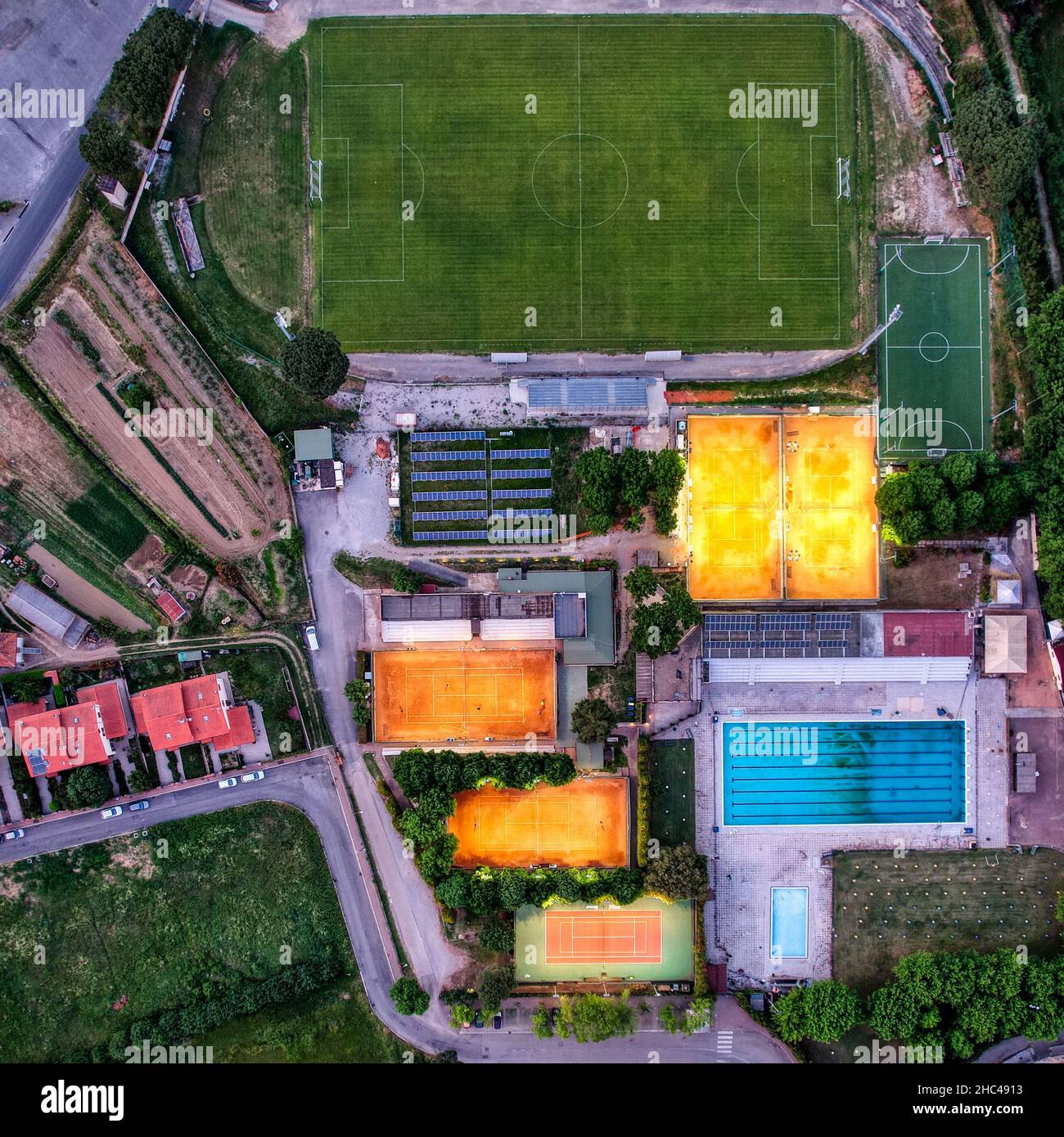 Aerial view of a playground in Castiglion Fiorentino (AR), Tuscany ...