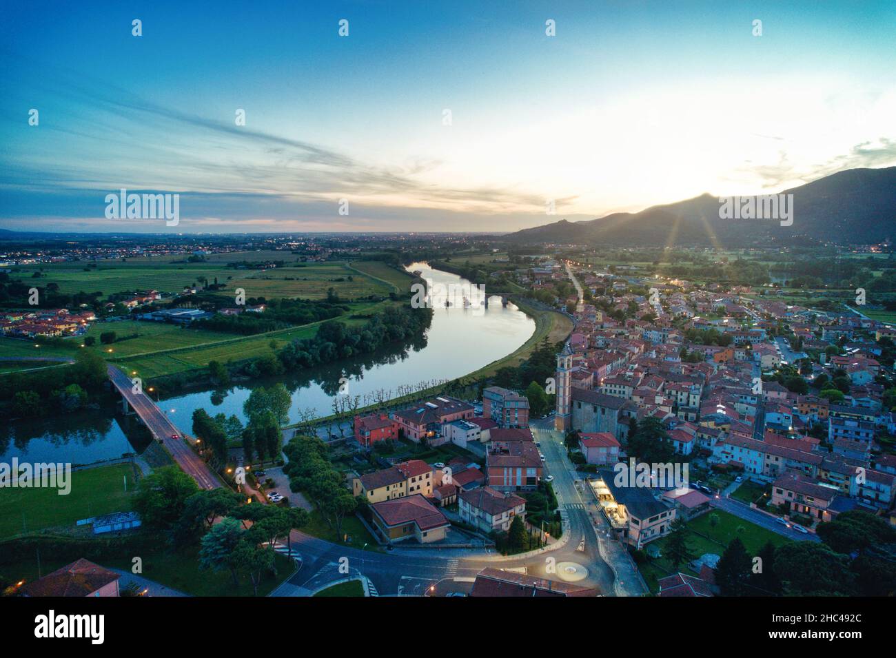 Aerial view of Calcinaia, small town near Pisa in Tuscany, ITALY Stock ...