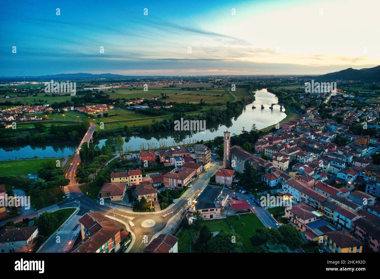 Aerial view of Calcinaia, small town near Pisa in Tuscany, ITALY Stock ...