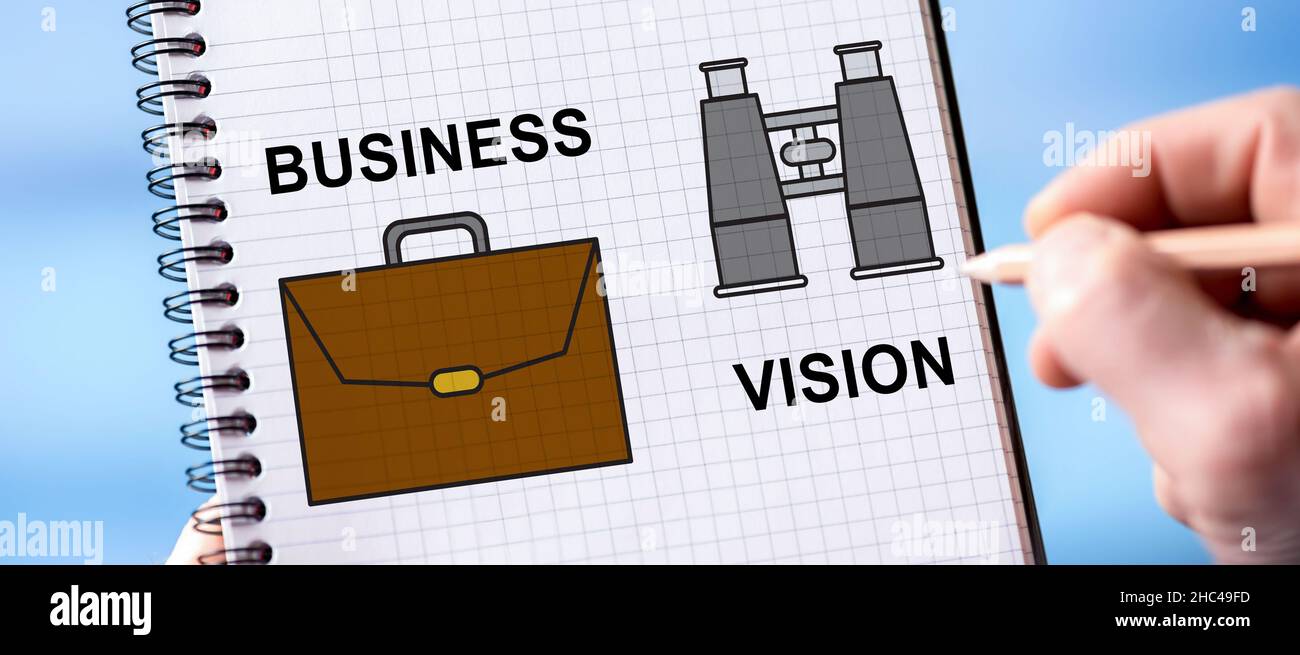 Hand drawing business vision concept on a notepad Stock Photo - Alamy