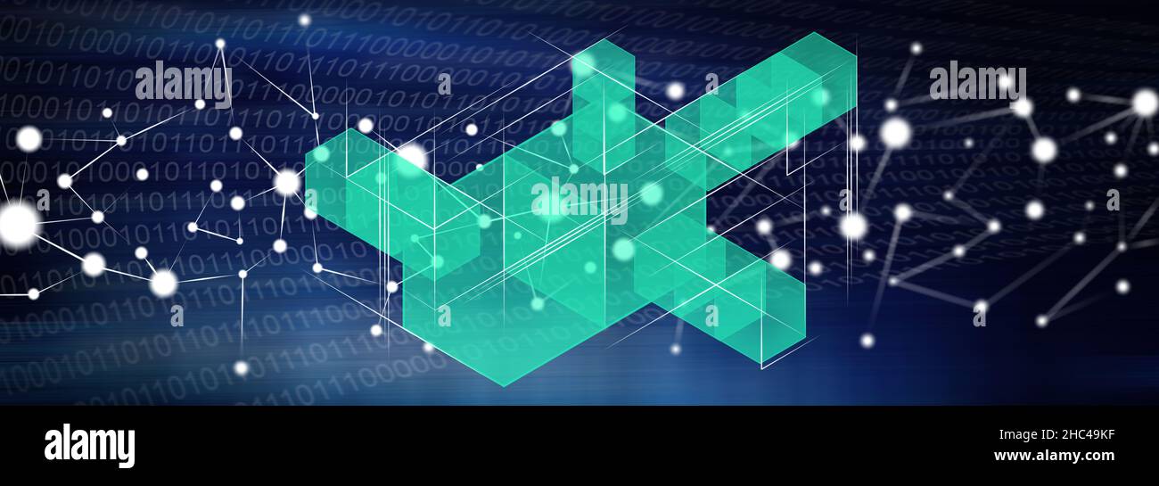 Illustration of a blockchain technology concept Stock Photo - Alamy