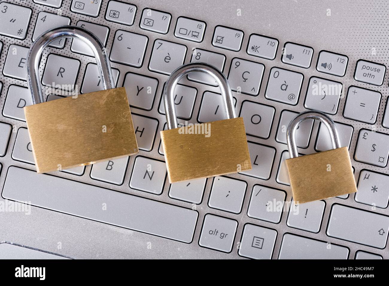 Padlocks on computer keyboard Stock Photo - Alamy