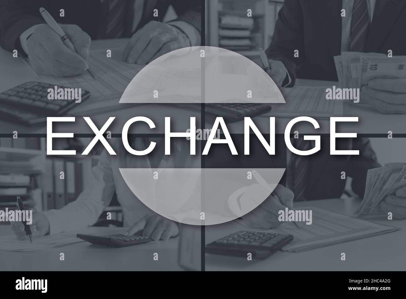 Exchange concept illustrated by pictures on background Stock Photo - Alamy