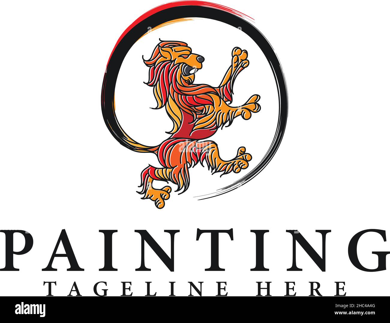 Modern design colorful PAINTING lion logo design Stock Vector Image ...