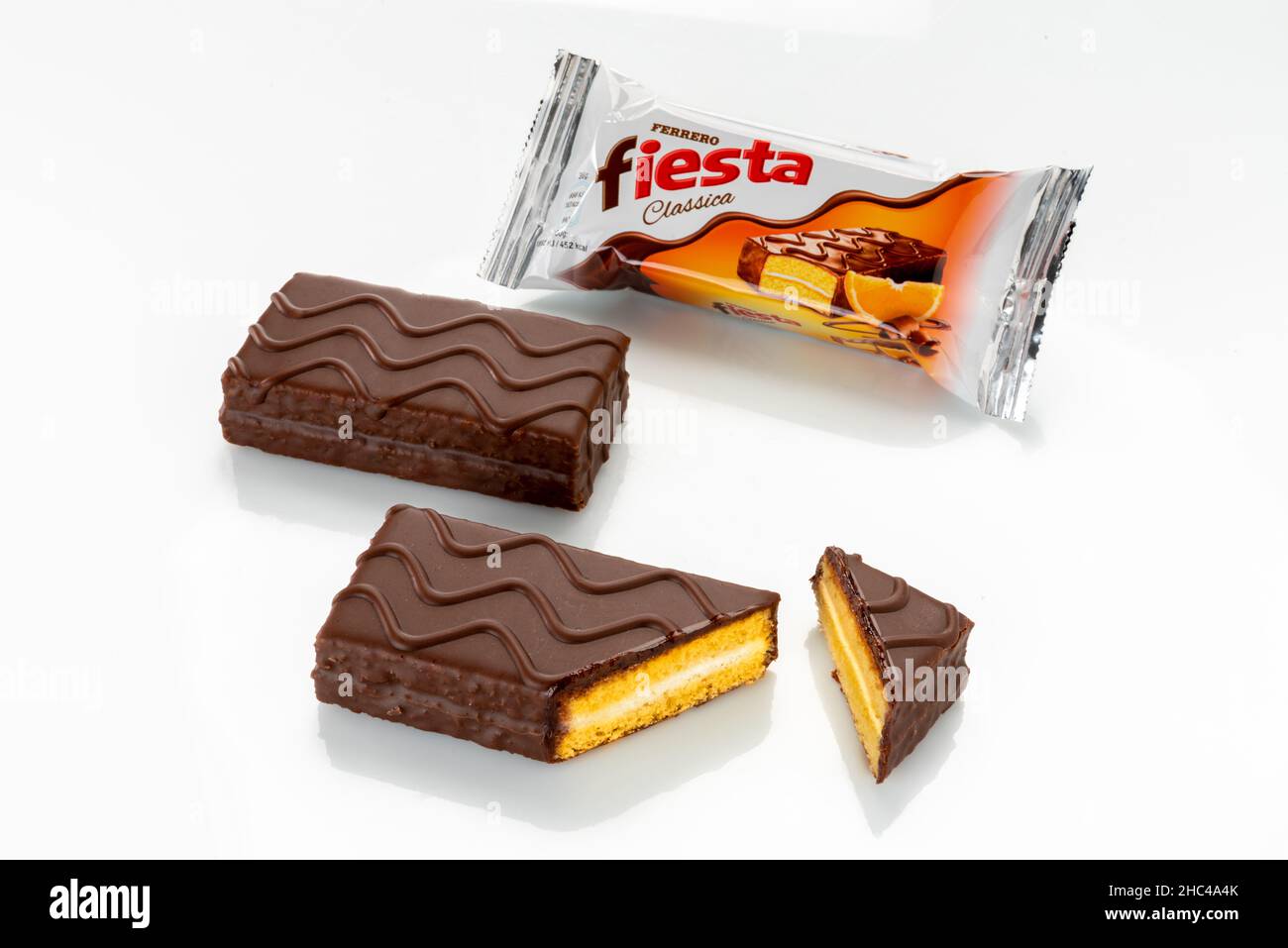 Alba, Italy - December 21, 2021: Fiesta Ferrero chocolate snack. A ...