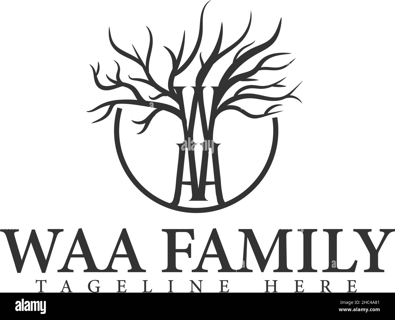 Modern silhouette WAA FAMILY tree logo design Stock Vector Image & Art ...