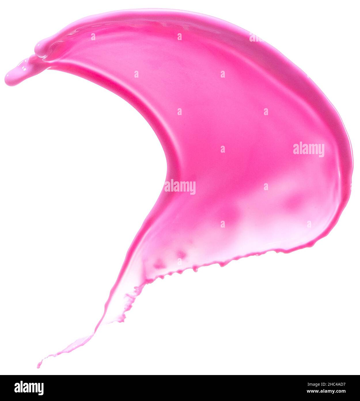 Close-up shot of splash of magenta color paint isolated on white ...