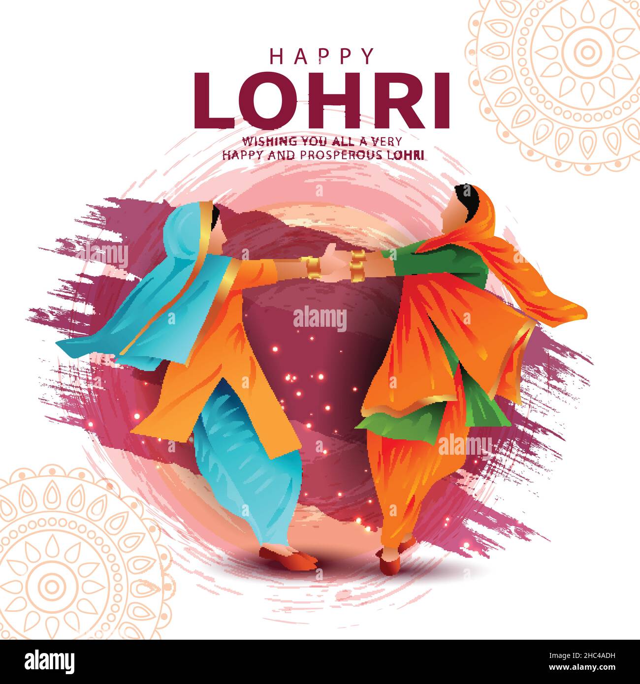 Happy Lohri festival of Punjab Indian harvest background. vector ...