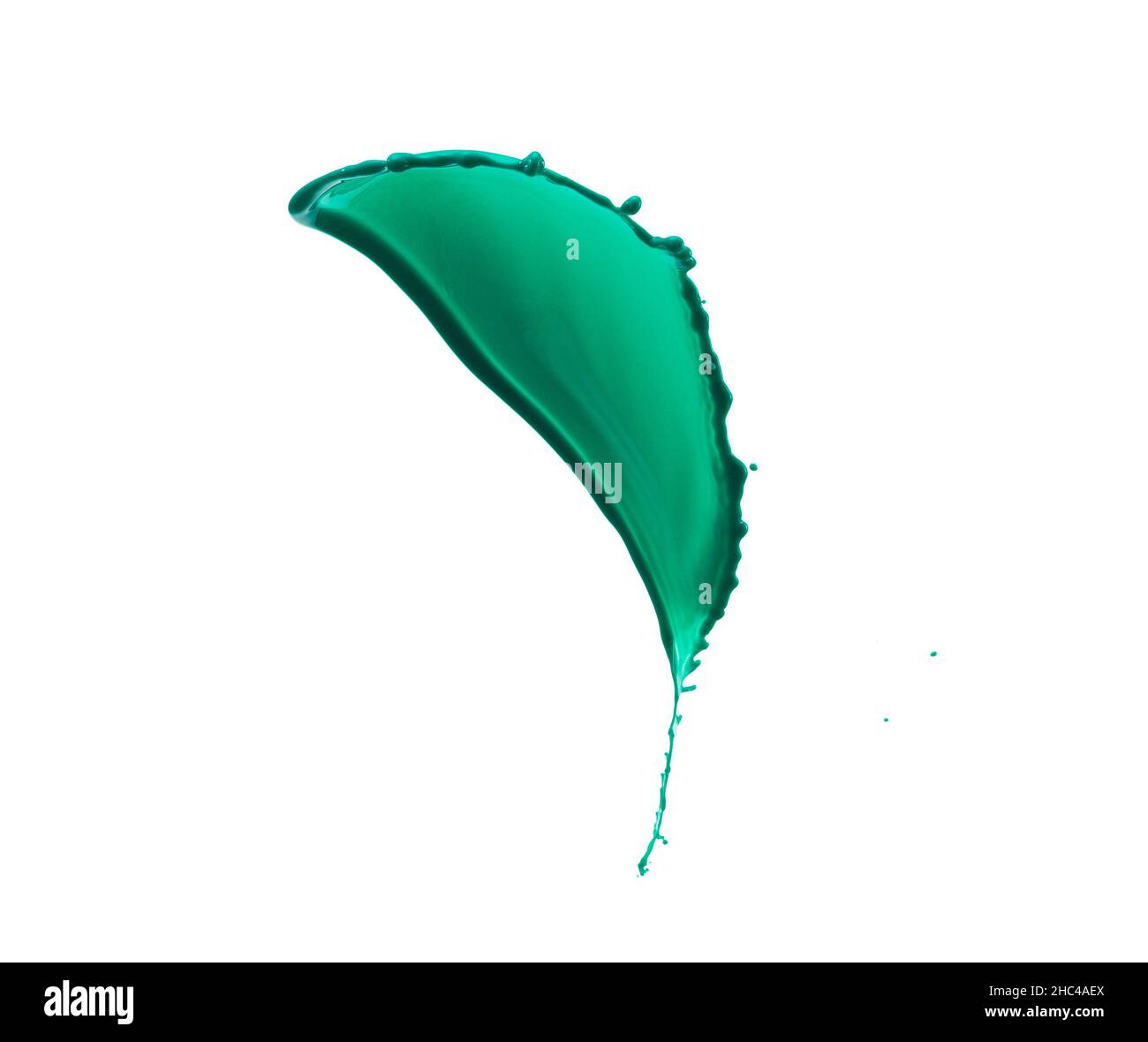 Splashes of green color paint isolated on white background with copy ...