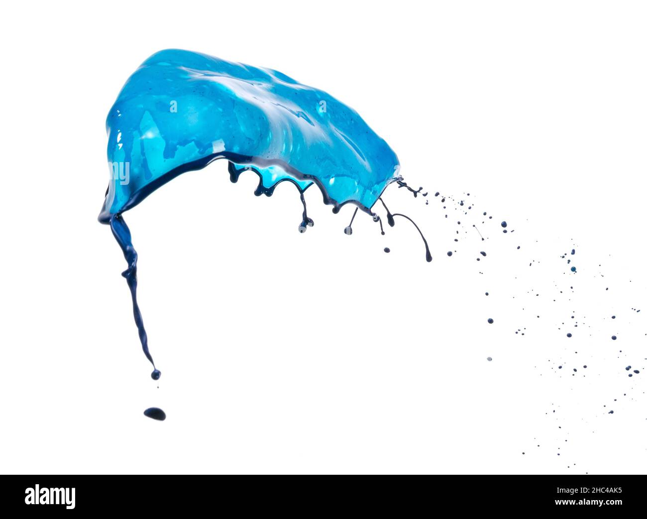 Splashes of blue, navy color paint isolated on white background with ...