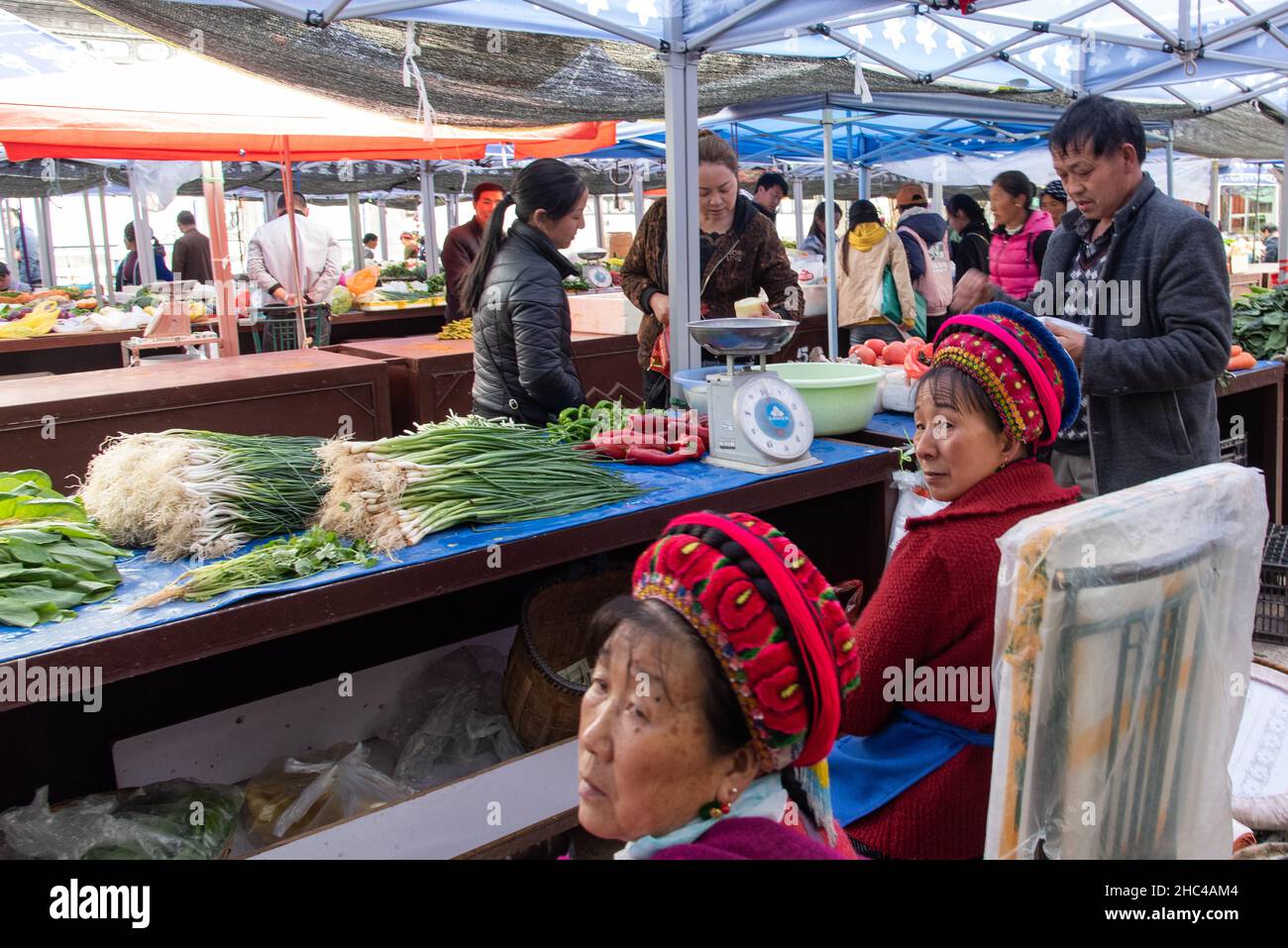 February 2019. Bai village of Zoucheng, which produces batik. People ...