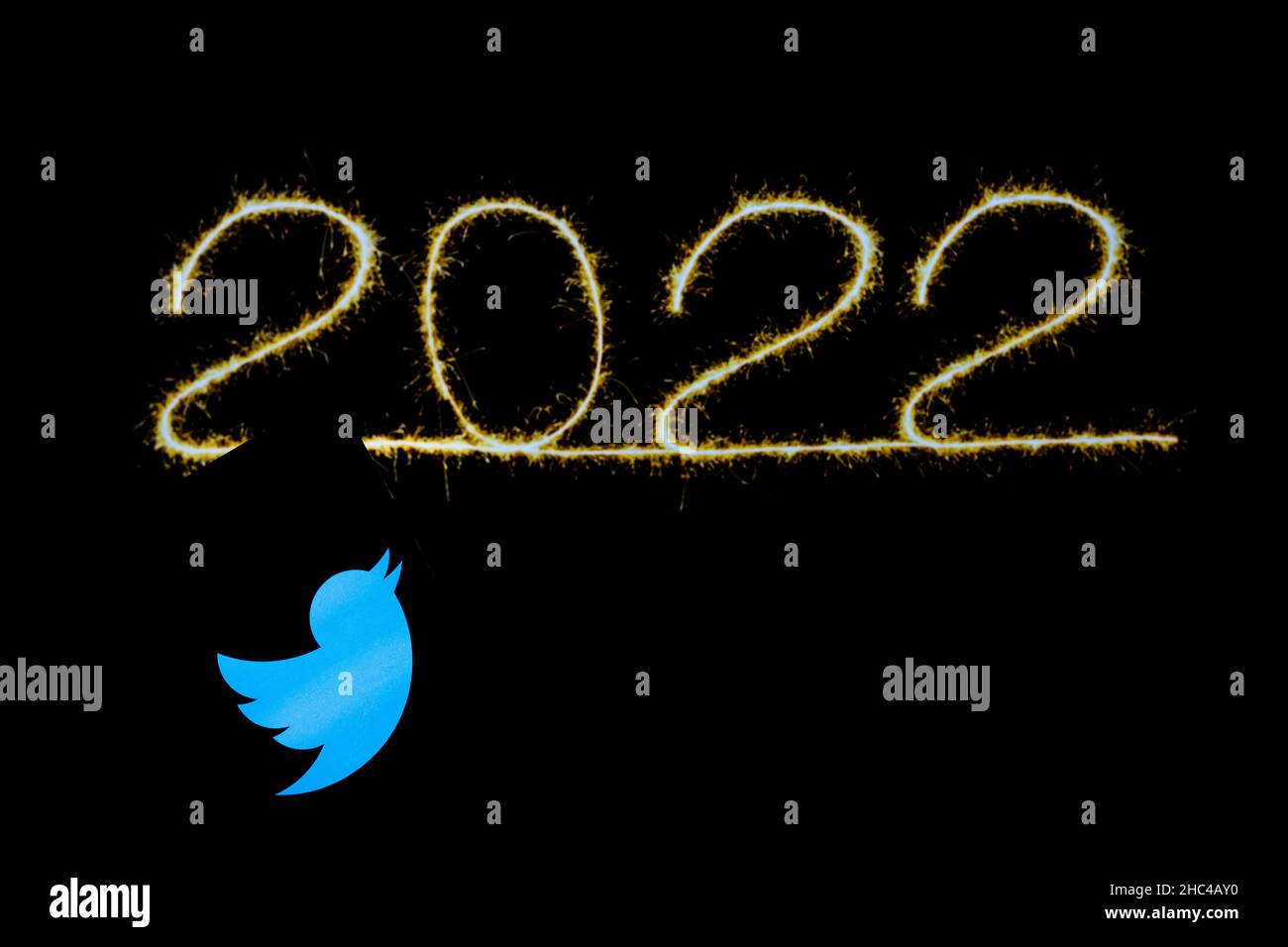 In this photo illustration a Twitter logo seen displayed on a ...