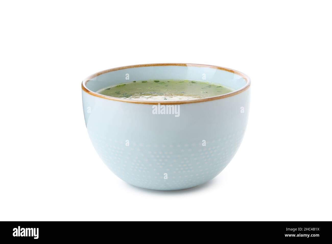 Plate of broth isolated on white background Stock Photo - Alamy