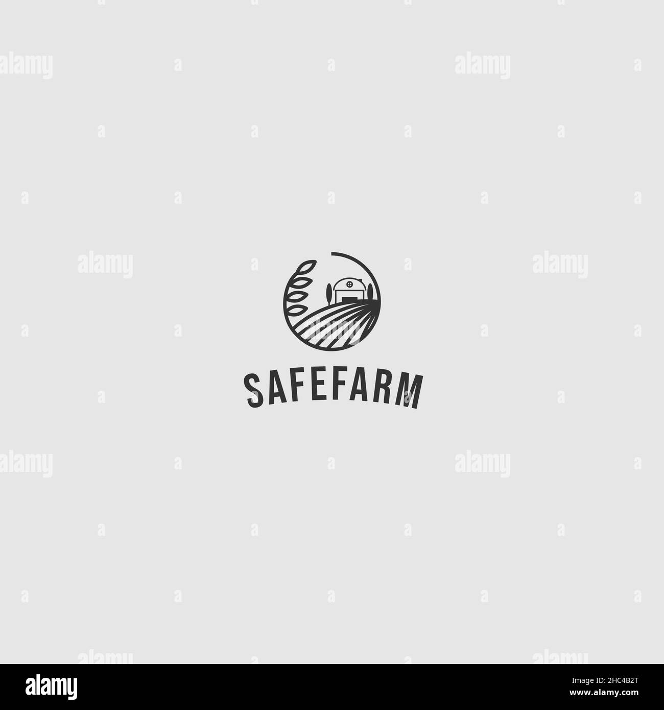 Modern flat silhouette SAFEFARM grain logo design Stock Vector Image ...