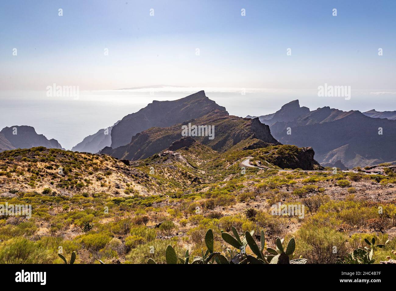 View of the cliffs on the way to the Masca gorge in Tenerife Stock ...
