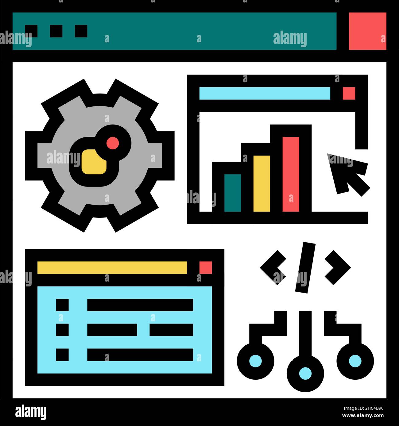 Software Erp Color Icon Vector Illustration Stock Vector Image And Art Alamy