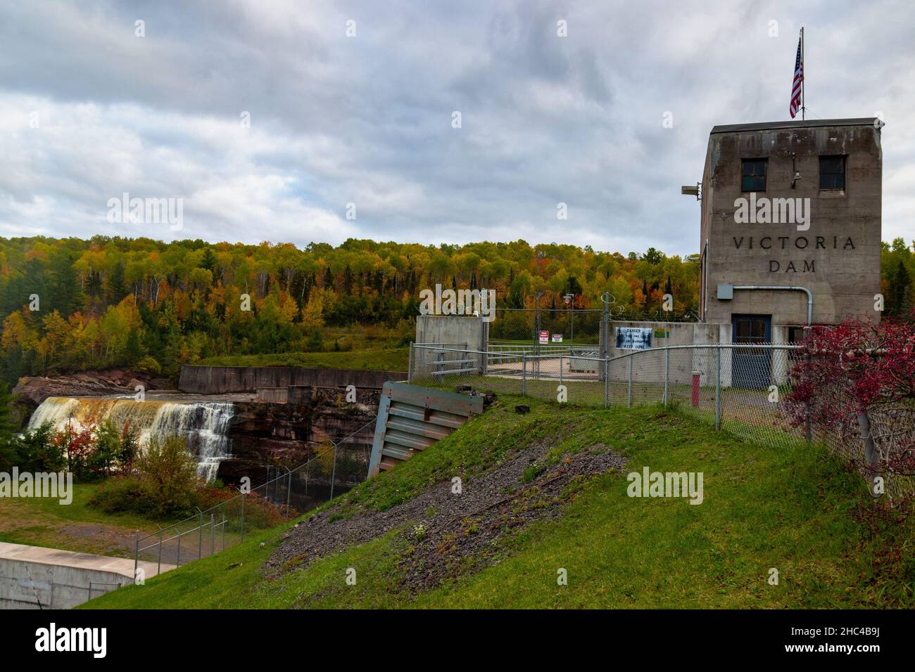 Victoria Dam station in a park in autumn in Michigan, the US Stock ...