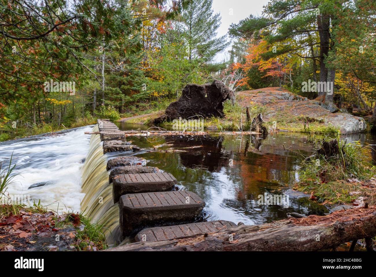 Landscape of the Victoria Dam in a park in autumn in Michigan, the US ...