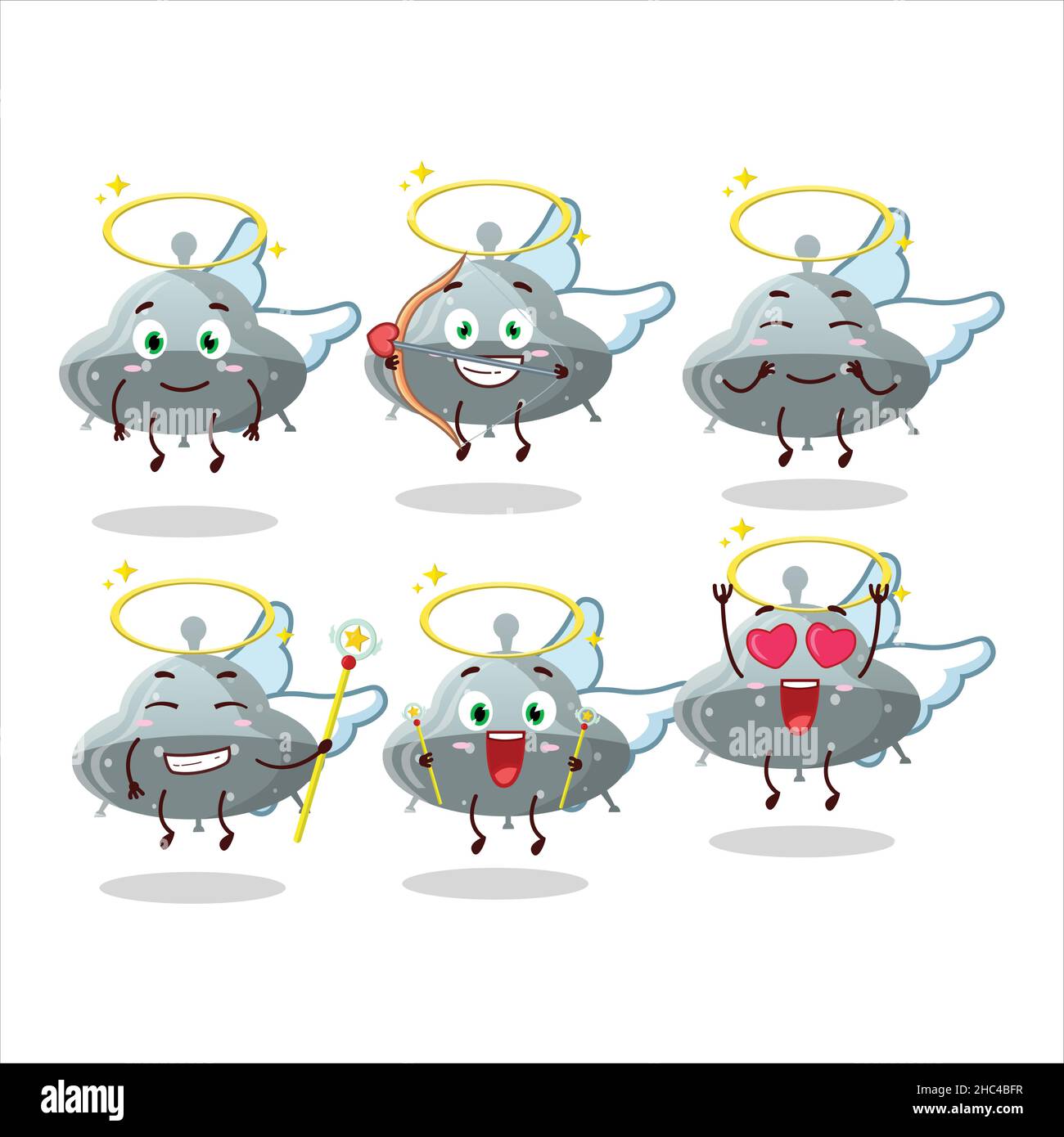 UFO gray gummy candy cartoon designs as a cute angel character. Vector ...