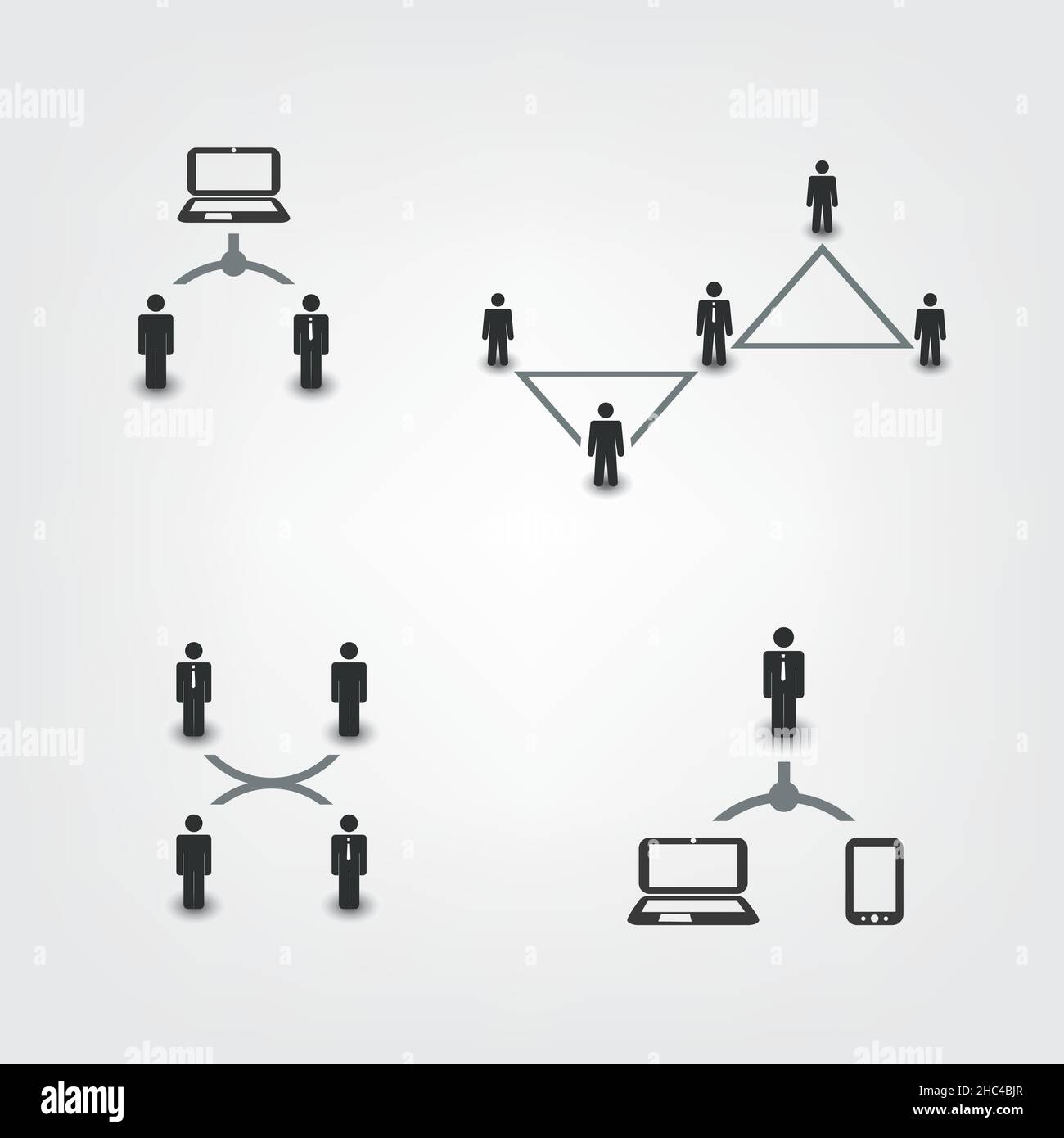 Networks, Connections: Social, Business, Leadership Icons Stock Vector ...