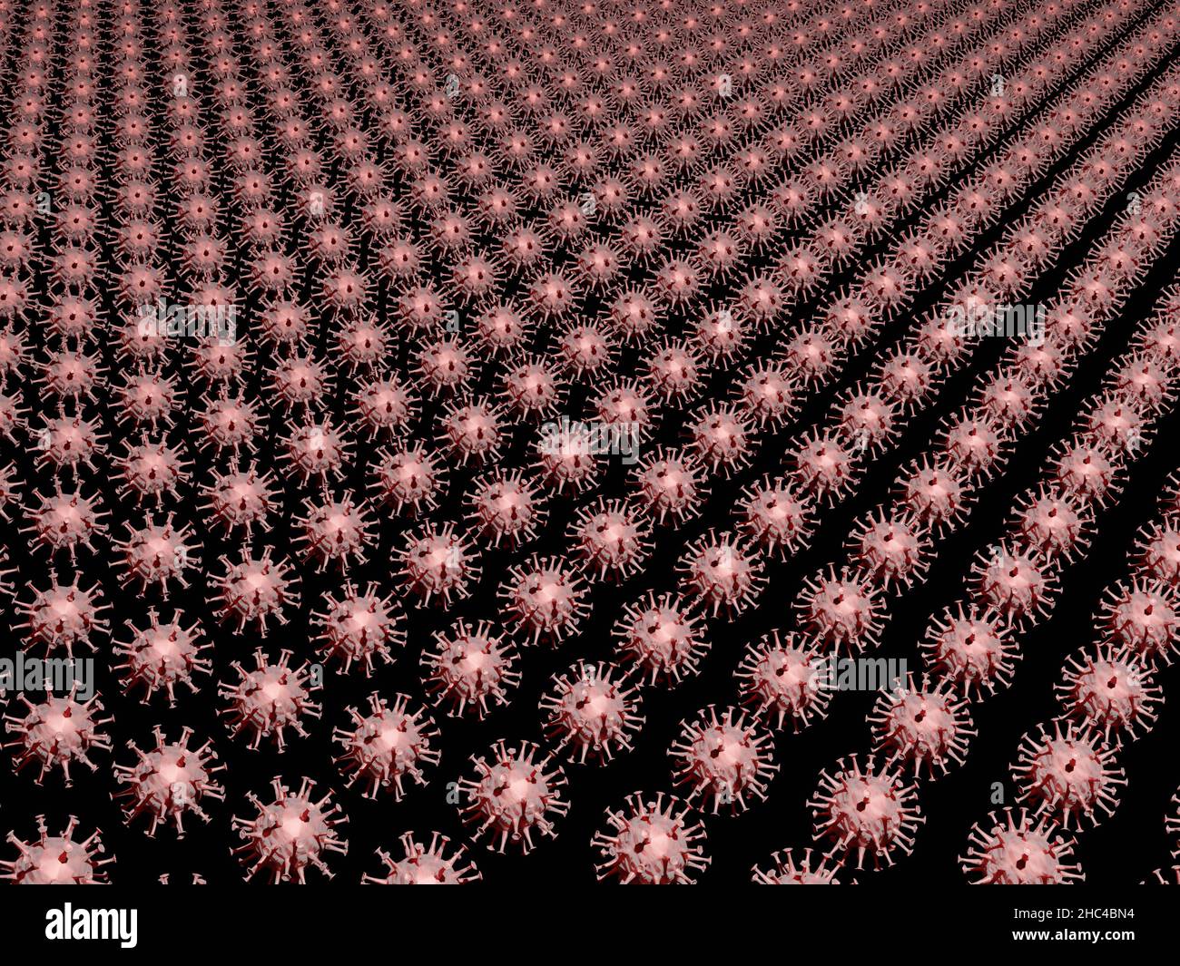 Red coronavirus models located in nodes of a flat regular square ...