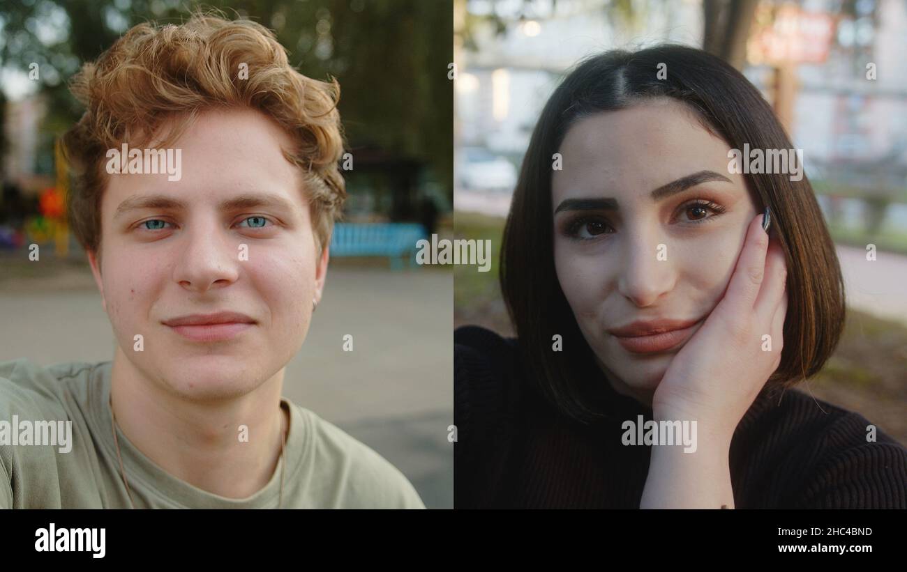 Phone video call. Friends chat concept. Two-way conversation Stock ...